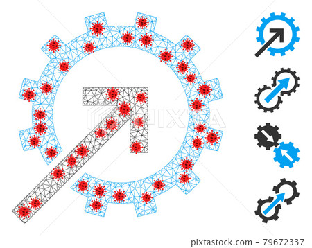 Polygonal Wire Frame Cog Integration Icon with... - Stock Illustration ...