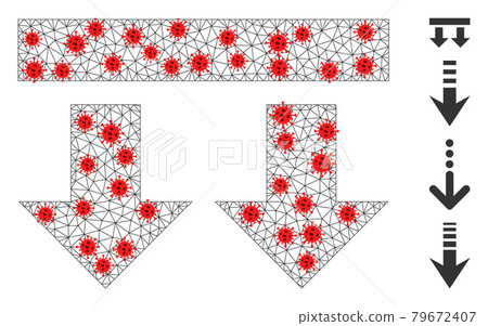 Polygonal Carcass Bring Down Pictogram with... - Stock Illustration ...