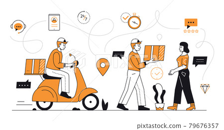 Delivery service - modern line design style... - Stock Illustration ...