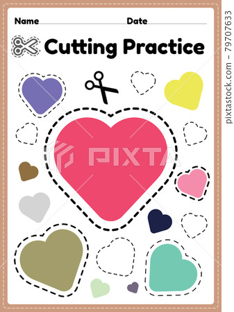 Fun cutting activity for preschool kids to cut... - Stock Illustration ...