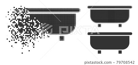 Dust and Halftone Pixel Bathtub Glyph - Stock Illustration [79708542 ...
