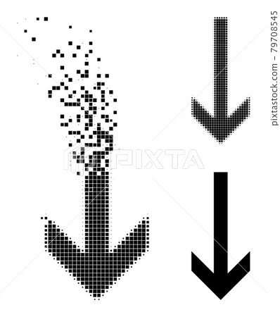Disappearing and Halftone Pixelated Arrow Down... - Stock Illustration ...