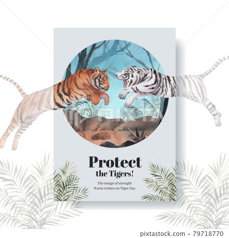 Poster template with international tiger day... - Stock Illustration ...