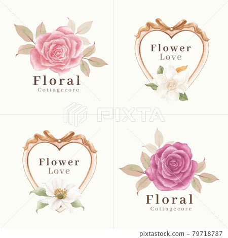 Logo design with cottagecore flowers... - Stock Illustration [79718787 ...