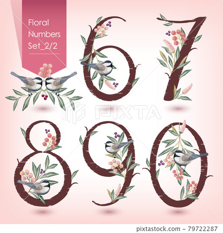 Vector illustration of floral numbers... - Stock Illustration [79722287 ...