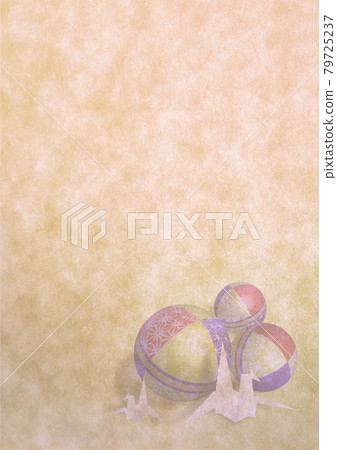 Japanese paper letter background Temari and... - Stock Illustration ...