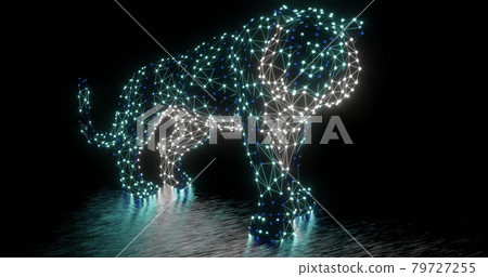 Tiger made from glowing wireframe 3d-rendering... - Stock Illustration ...