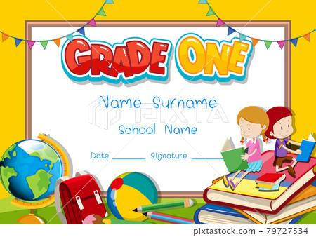 Grade one diploma or certificate template - Stock Illustration ...