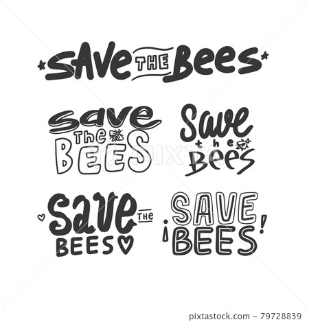 Save the Bees Lettering isolated on white... - Stock Illustration ...