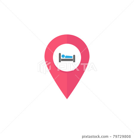 Hotel Pin flat icon, navigation web - Stock Illustration [79729808] - PIXTA