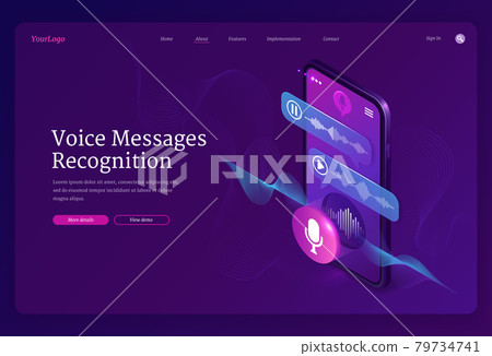 Vector banner of voice messages recognition - Stock Illustration ...