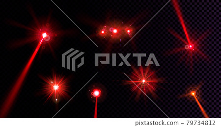 Red flare lights, glow flash beams, lens effect - Stock Illustration ...