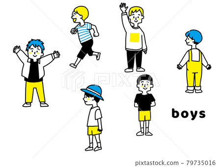 Illustration set of boys in various poses - Stock Illustration ...