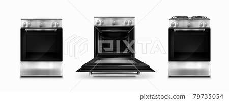 Gas stove and cooking panel with electric oven - Stock Illustration ...