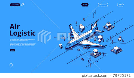 Air logistics isometric landing airplane transport-插圖素材 [79735171 ...