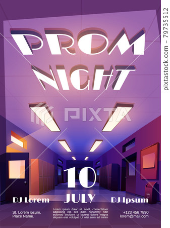 Prom night cartoon poster to graduation party - Stock Illustration ...