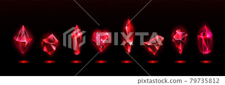 Red magic crystals, glass or gem stones, heart - Stock Illustration ...