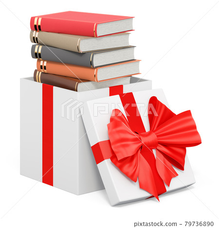 Books inside gift box, 3D rendering - Stock Illustration [79736890] - PIXTA