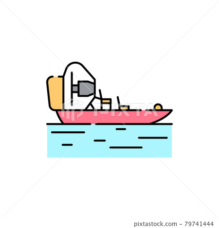 Airboat line icon. Isolated vector element. - Stock Illustration ...