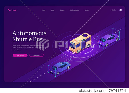 Vector banner of autonomous shuttle bus - Stock Illustration [79741724 ...