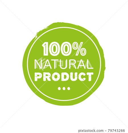 Fresh healthy organic logo with 100% natural...-插圖素材 [79743266] - PIXTA圖庫