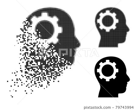 Dissipated and Halftone Pixelated Intellect... - Stock Illustration ...
