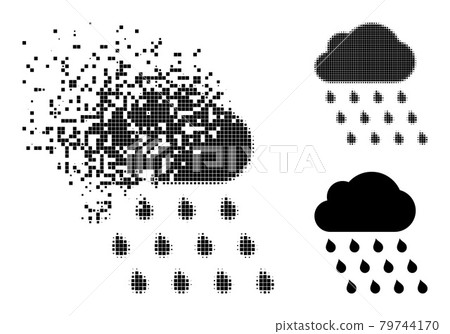 Dissipated and Halftone Pixel Rain Cloud Glyph - Stock Illustration ...