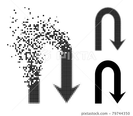 Disintegrating and Halftone Dot Turn Back Glyph - Stock Illustration ...