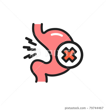 Indigestion line icon. Isolated vector element. - Stock Illustration ...