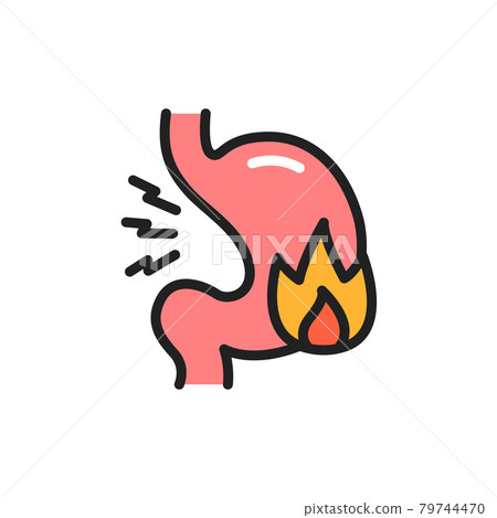 Heartburn line icon. Isolated vector element. - Stock Illustration ...