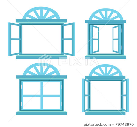 Window frame set (light blue) - Stock Illustration [79748970] - PIXTA