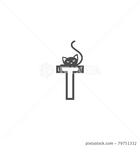 Letter T with black cat icon logo design template - Stock Illustration ...