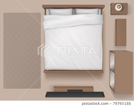 Bedroom interior top view, modern 3d home or hotel - Stock Illustration ...