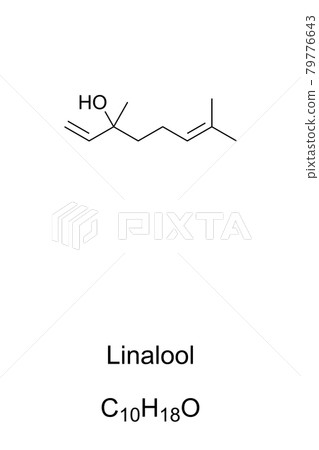 Linalool, chemical formula and skeletal... - Stock Illustration ...