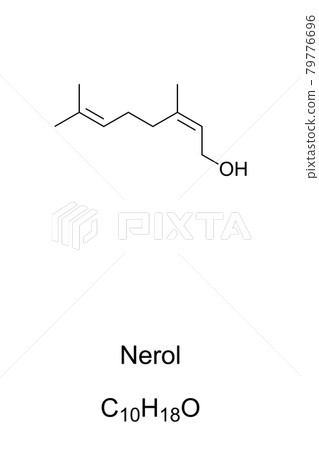 Nerol, chemical formula and skeletal structure.... - Stock Illustration ...