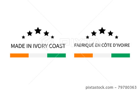 Made in Ivory Coast labels in English and in... - Stock Illustration ...
