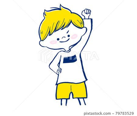 Illustration of a child | Guts pose (boy) - Stock Illustration ...