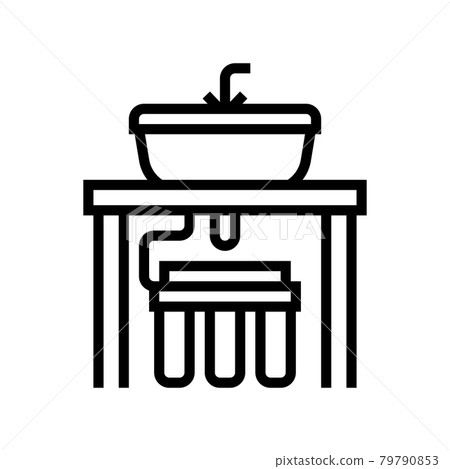 water filter under sink line icon vector... - Stock Illustration ...