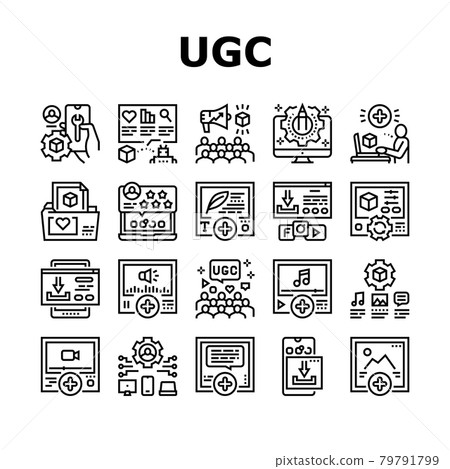 User Generated Content Collection Icons Set Vector - Stock Illustration ...