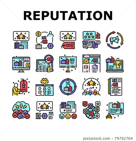 Reputation Management Collection Icons Set Vector - Stock Illustration ...