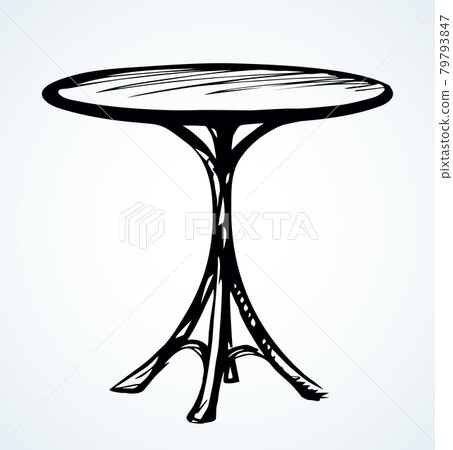 A small round table. Vector sketch drawing-插圖素材 [79793847] - PIXTA圖庫