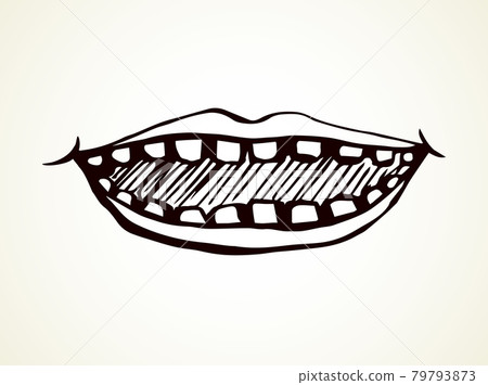 Open mouth with teeth. Vector drawing - Stock Illustration [79793873 ...