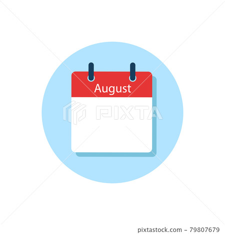 White daily calendar Icon August in a Flat... - Stock Illustration ...
