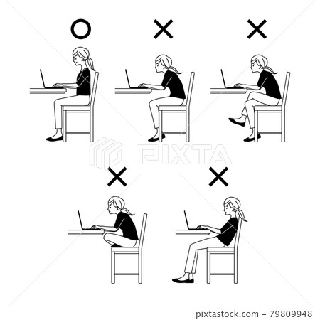 Woman using a computer in good and bad... - Stock Illustration ...