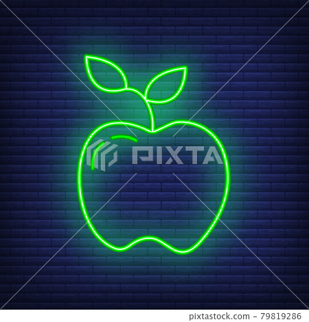 Apple knowledge icon glow neon style,... - Stock Illustration [79819286 ...