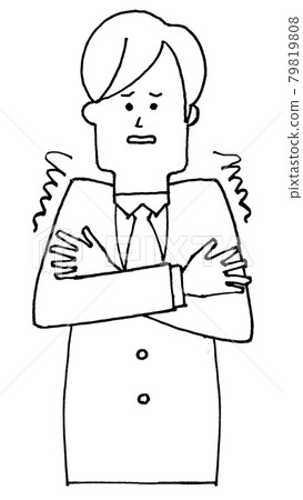 Male businessman trembling in the cold Line... - Stock Illustration ...