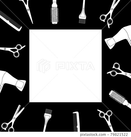 Border frame made of white hairdressing tools... - Stock Illustration ...