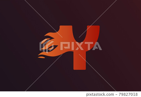 fire red flames Y alphabet letter icon for... - Stock Illustration ...