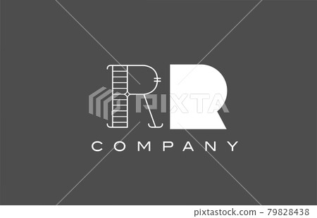 geometric R RR grey white alphabet letter logo... - Stock Illustration ...