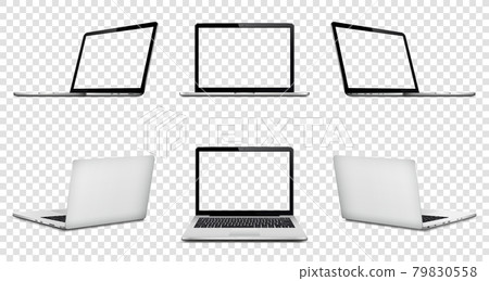 Laptop with transparent screen isolated on... - Stock Illustration ...
